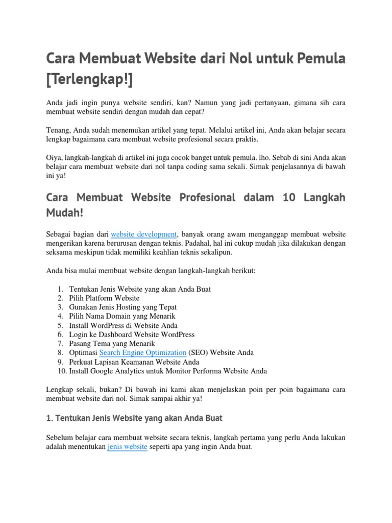 Cara Membuat Website Dari Nol | PDF