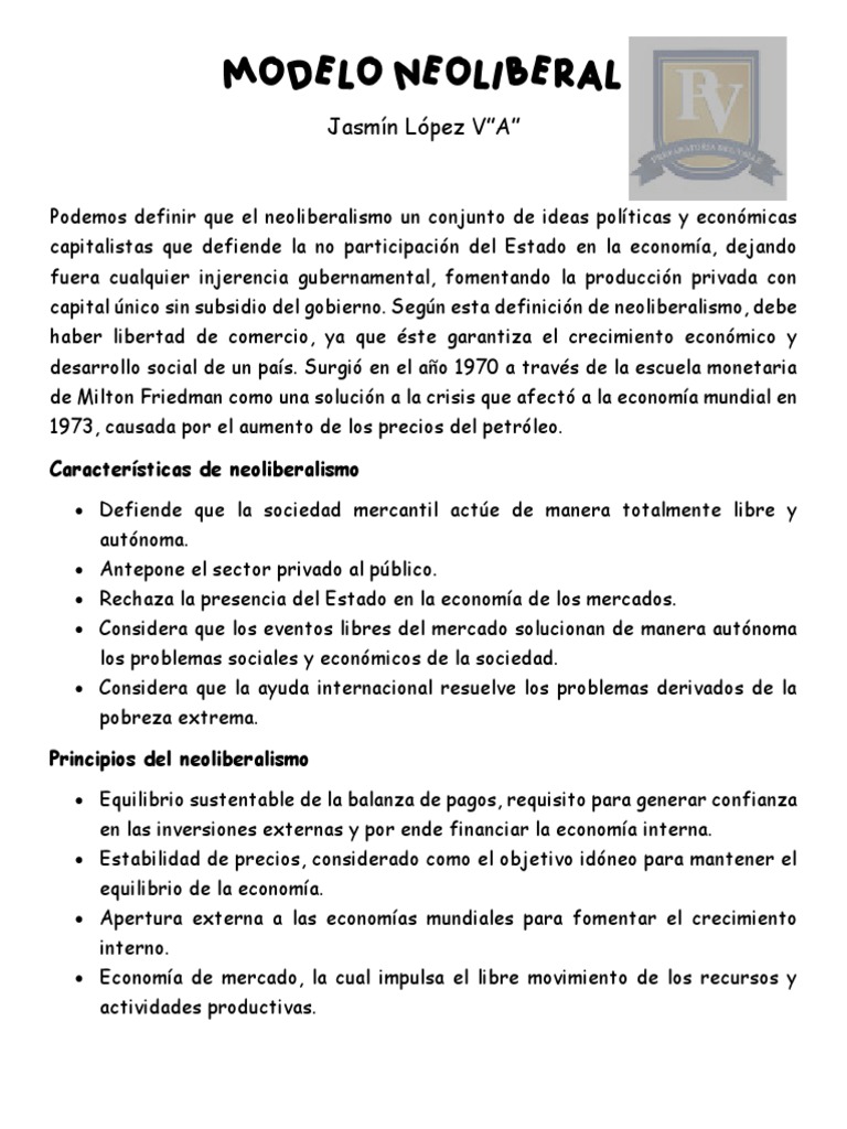 Modelo Neoliberal | PDF | Neoliberalismo | Capitalismo