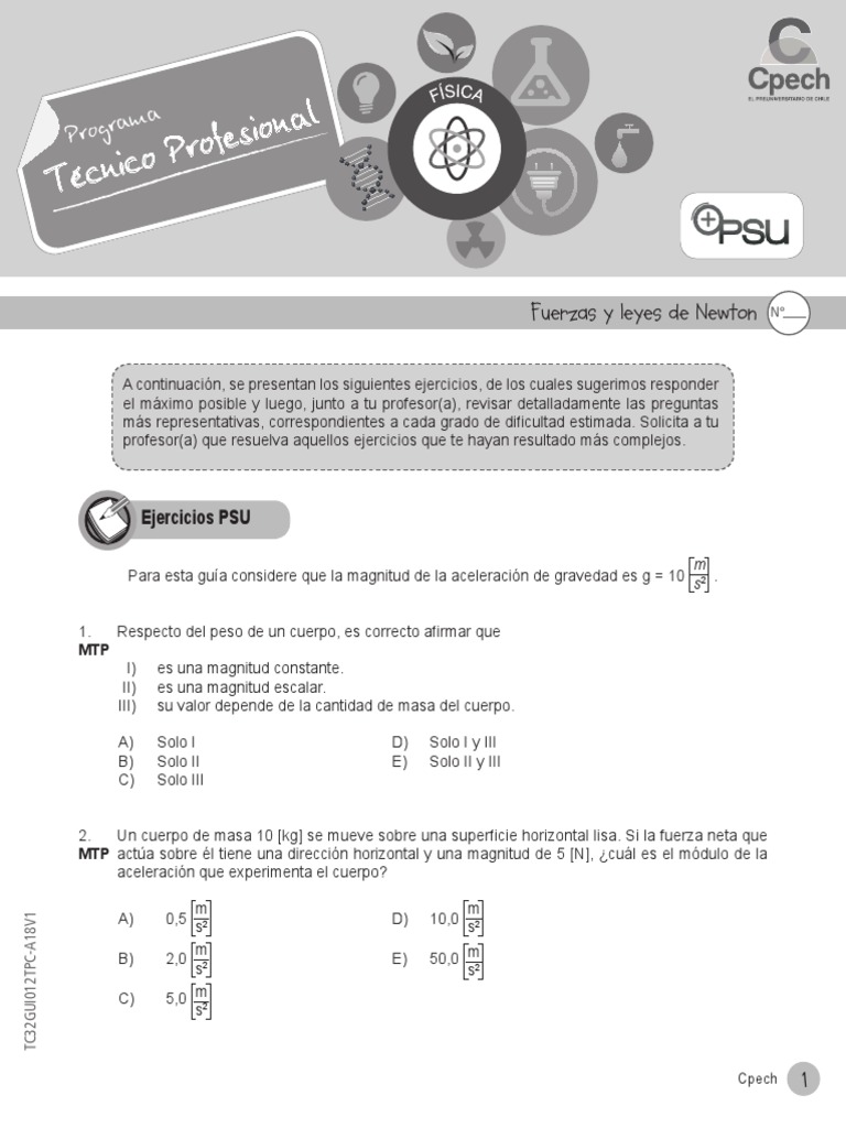 Clase 17 Guía Fuerzas y Leyes de Newton | PDF | Fuerza | Las leyes del ...