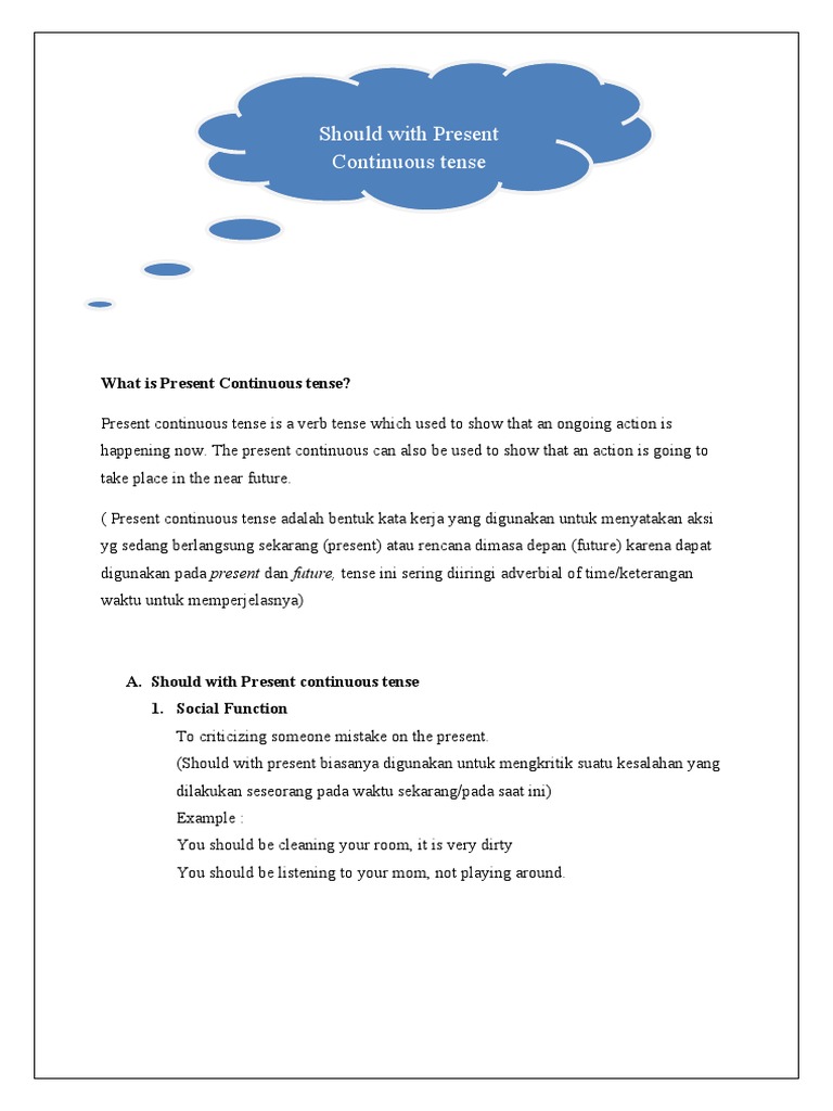 Should With Present Continuous Tense-1 | PDF | Linguistics | Grammar