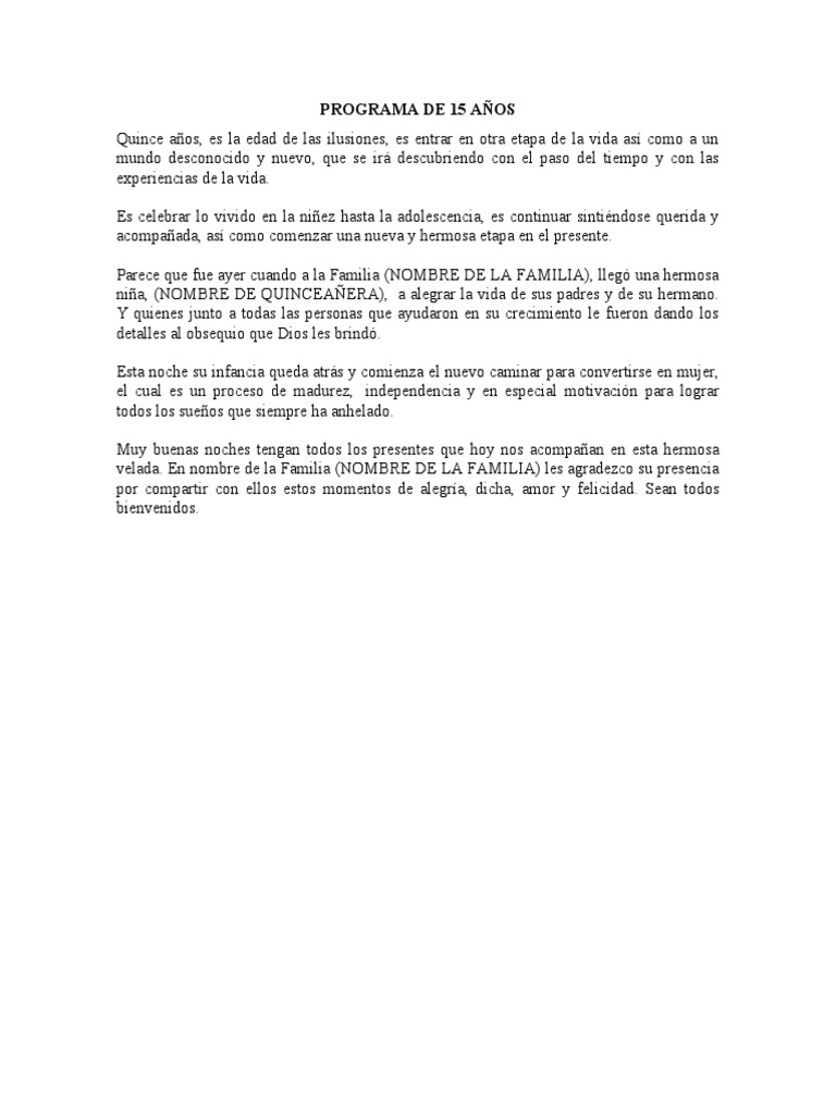 Programa de 15 Años | PDF