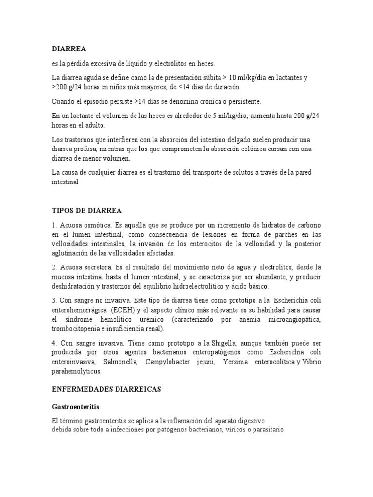 Clasificación y tratamiento de diarrea | PDF | Diarrea | Salud pública
