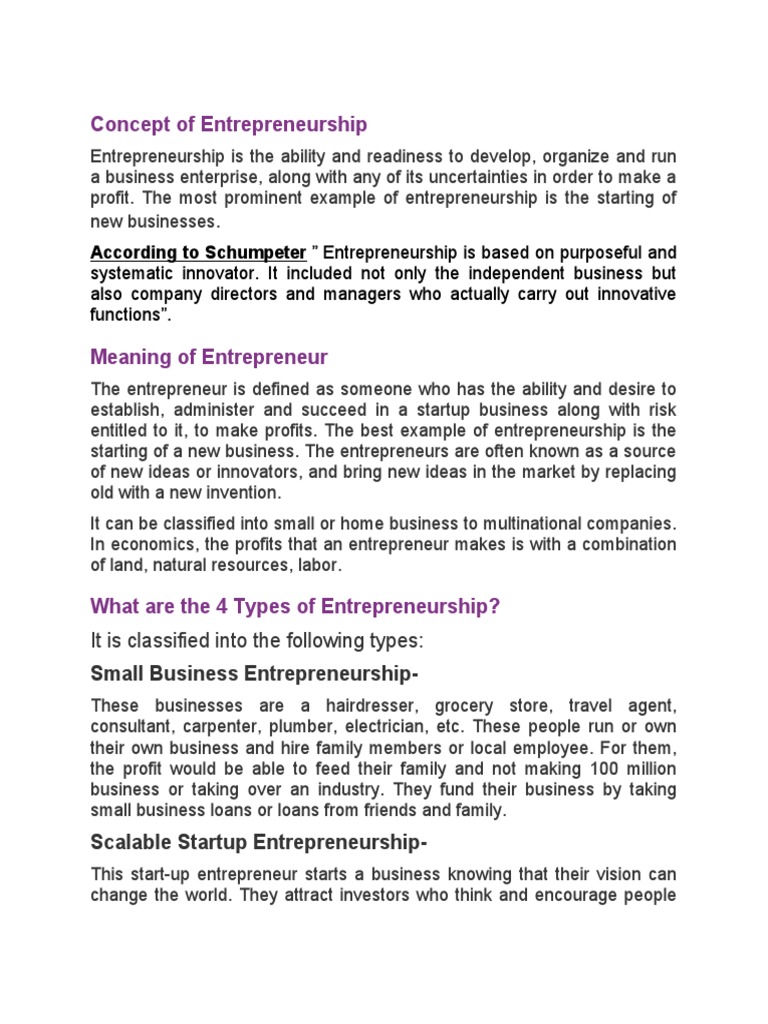 Concept of Entrepreneurship | PDF | Entrepreneurship | Startup Company
