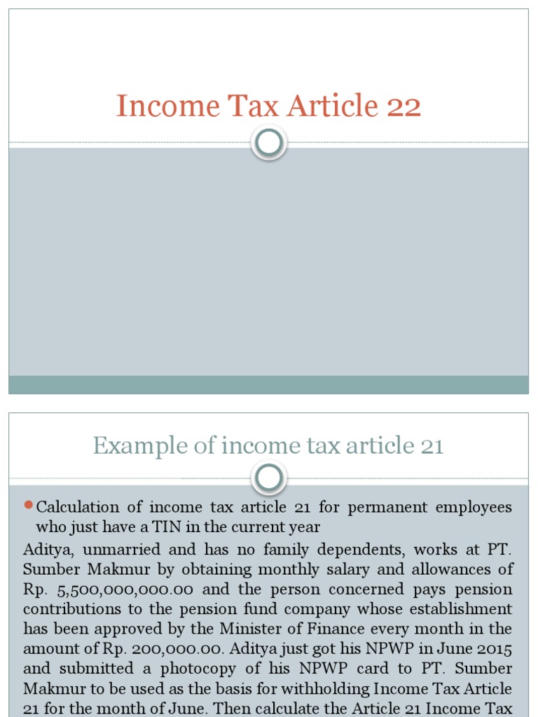 Income Tax Articles 21, 22, 23 Guide | PDF | Taxes | Value Added Tax