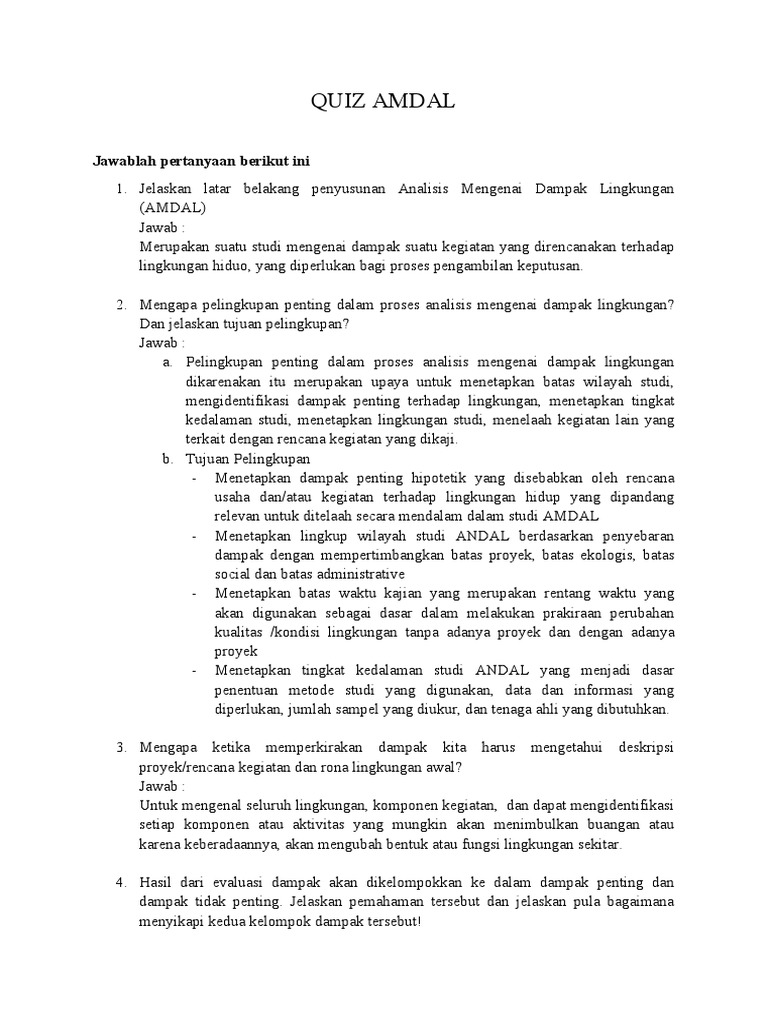 QUIZ AMDAL (2) Fix | PDF