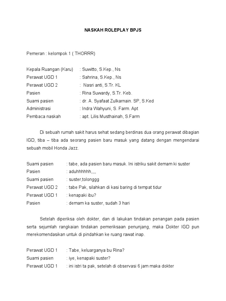 Naskah Roleplay BPJS | PDF