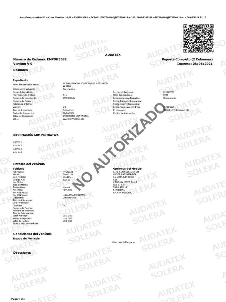 Proforma Audatex | PDF | Vehículos | Vehículo de motor