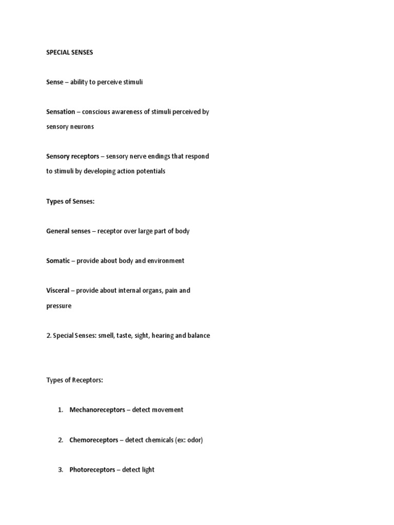 Anatomy and Physiology of the Special Senses: Vision, Hearing, Taste ...