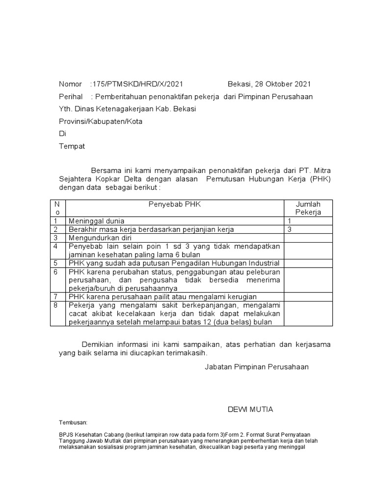 Format Penonaktifan Terbaru by Mutia | PDF