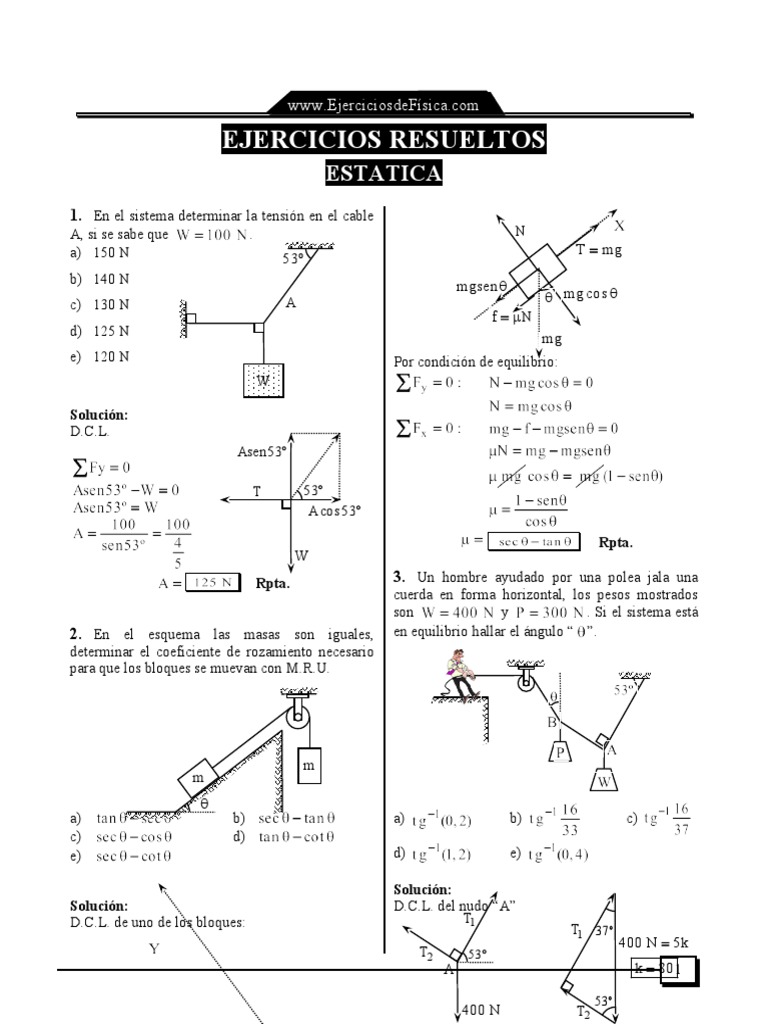 Estática Ejercicios Resueltos | PDF | Mecanica clasica | Física Aplicada e Interdisciplinaria