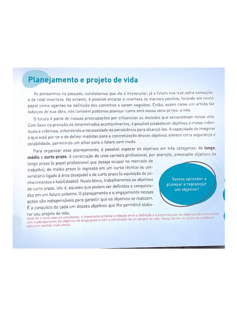 Planejamento E Projeto De Vida Pdf