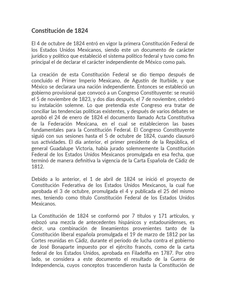 Constitución de 1824 | PDF | México | Constitución