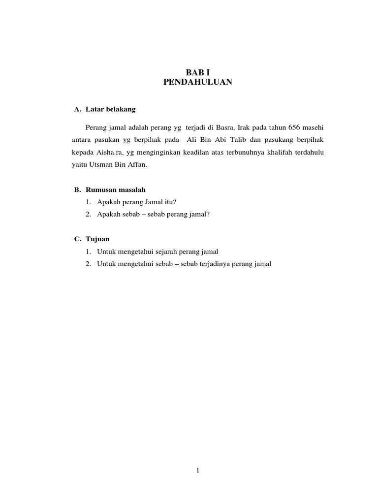 Latar Belakang Perang Jamal | PDF