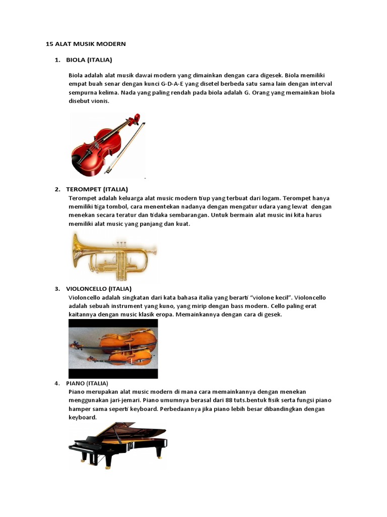 15 Alat Musik Modern dan Cara Memainkannya | PDF