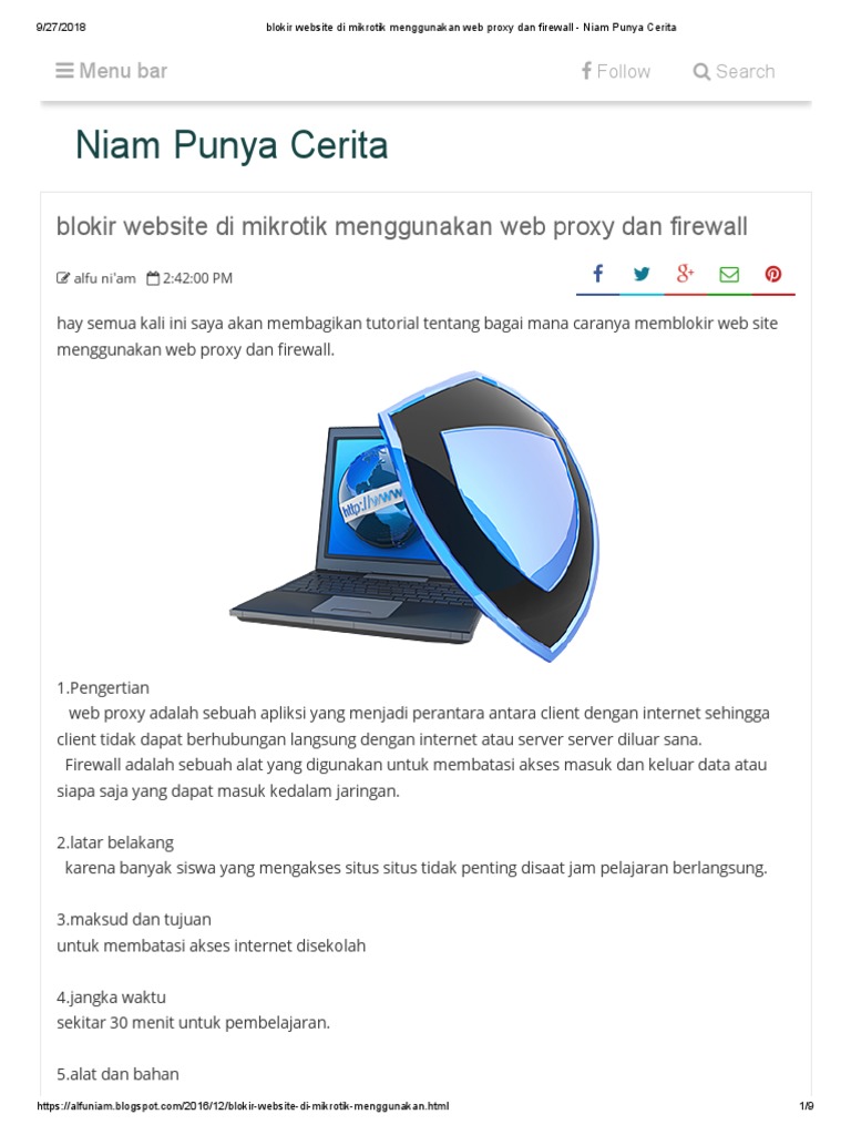 Blokir Website Di Mikrotik Menggunakan Web Proxy Dan Firewall - Niam Punya Cerita | PDF