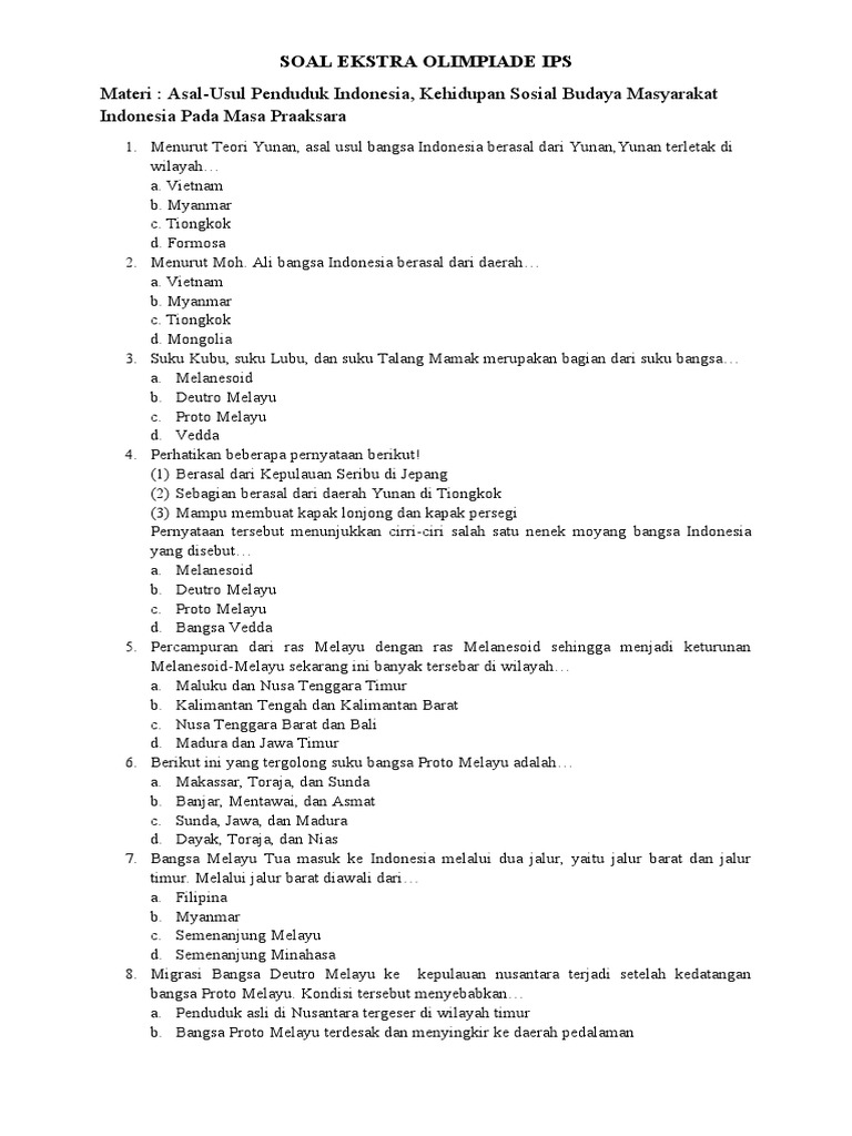 Soal Ekstra Olimpiade Ips 2 | PDF