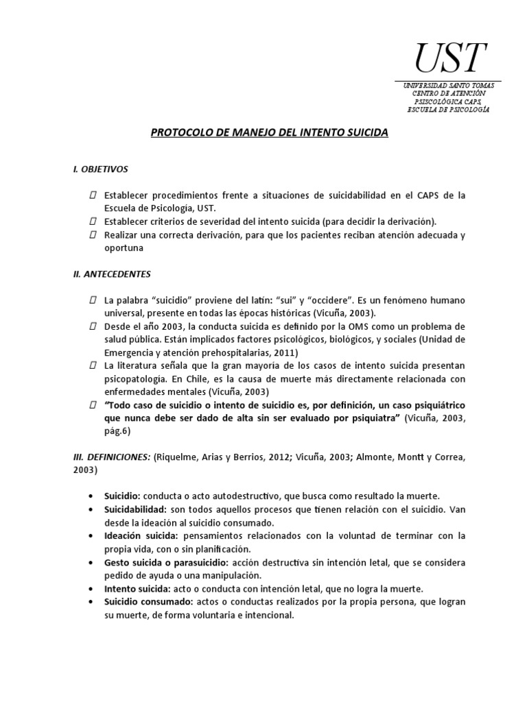 Protocolo Riesgo Suicida Caps Ust | PDF | Suicidio | Trastorno mental