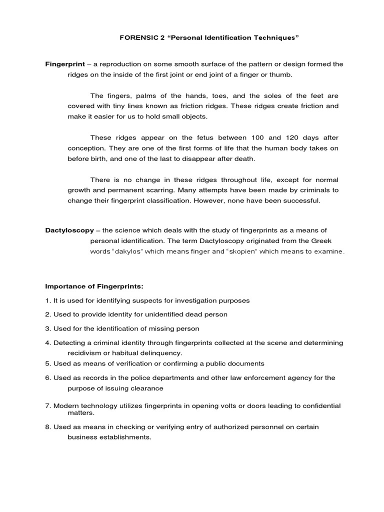 Forensic 2 Module 1-Content | PDF | Fingerprint | Skin
