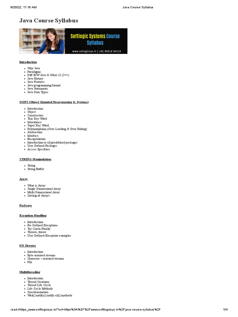 Java Course Syllabus | PDF | Class (Computer Programming) | Java (Programming Language)