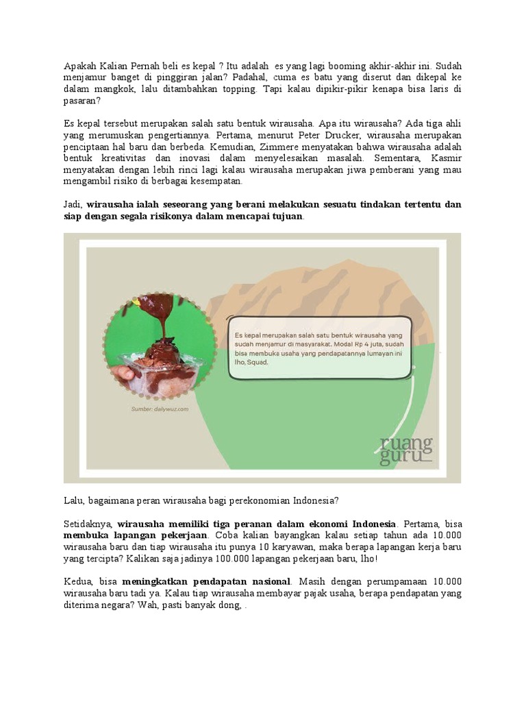 Peran Kewirausahaan Dalam Membangun Ekonomi Indonesia | PDF