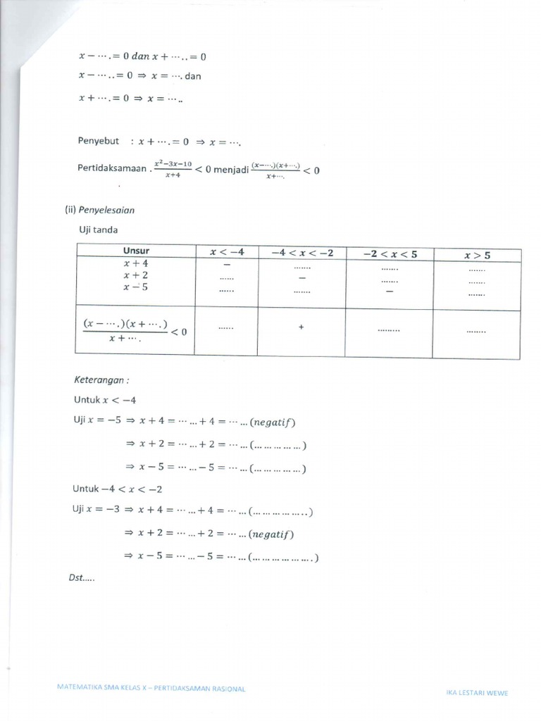 Halaman 4 LKPD Pertidaksamaan Rasional | PDF