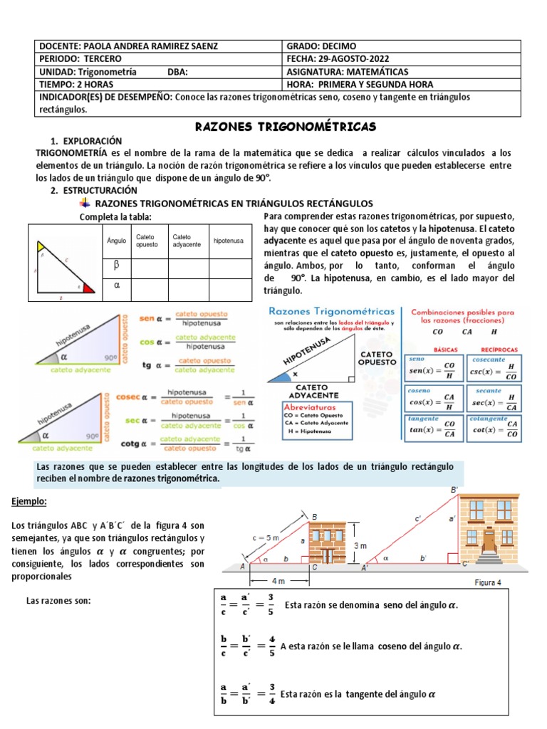 Guia Razones Trigonometricas 3 Periodo | Descargar gratis PDF | Funciones trigonométricas ...
