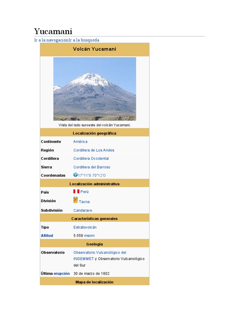 Yucamani | PDF | Geología | Vulcanología