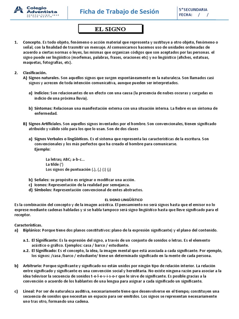EL Signo | PDF | Palabra | Lingüística