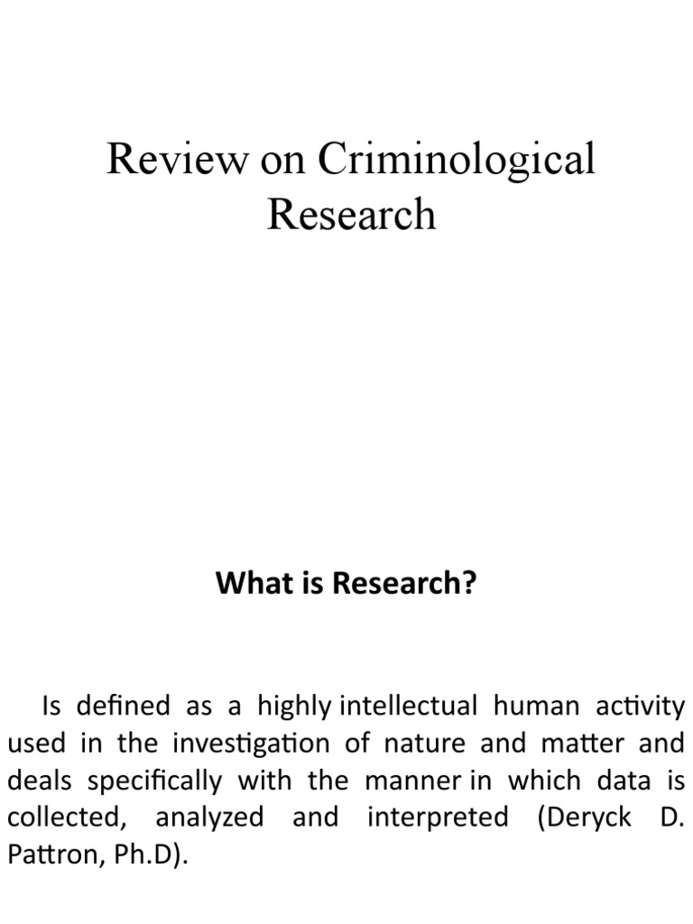 Review On Criminological Research | PDF | Sampling (Statistics ...