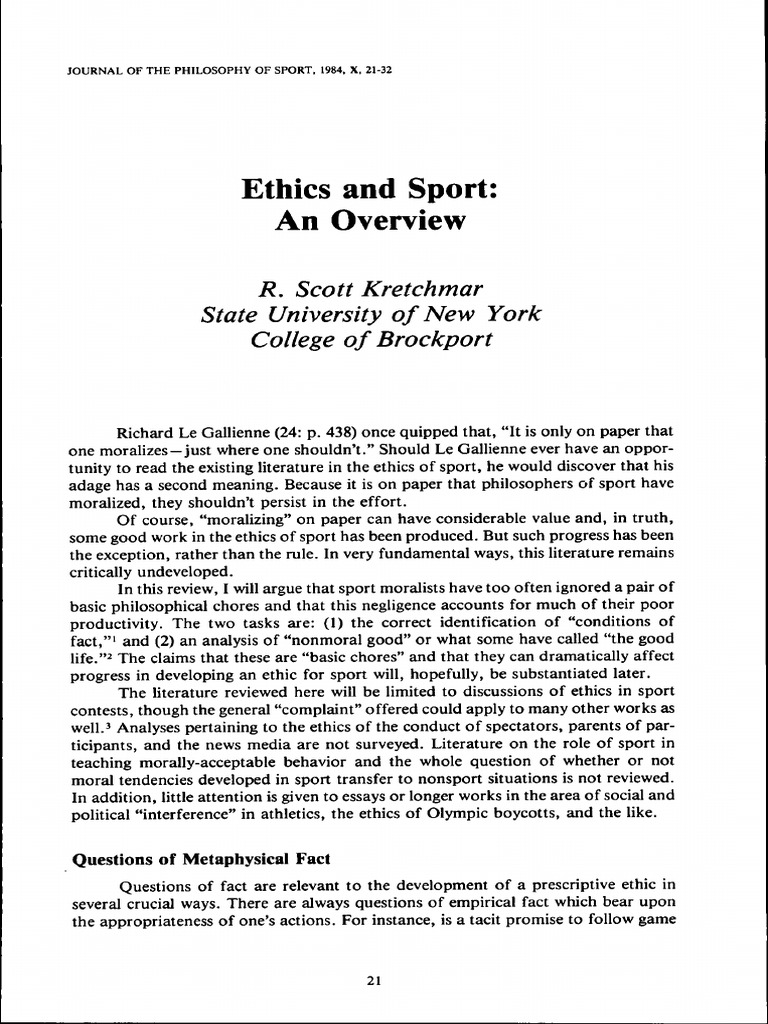 Ethics in Sports | PDF | Utilitarianism | Morality