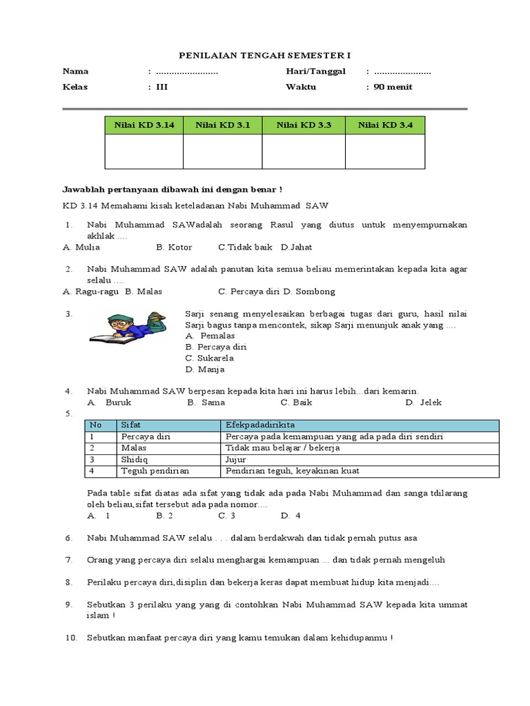 Anjani - SOAL KLS 3 PTS SMTR 1 | PDF