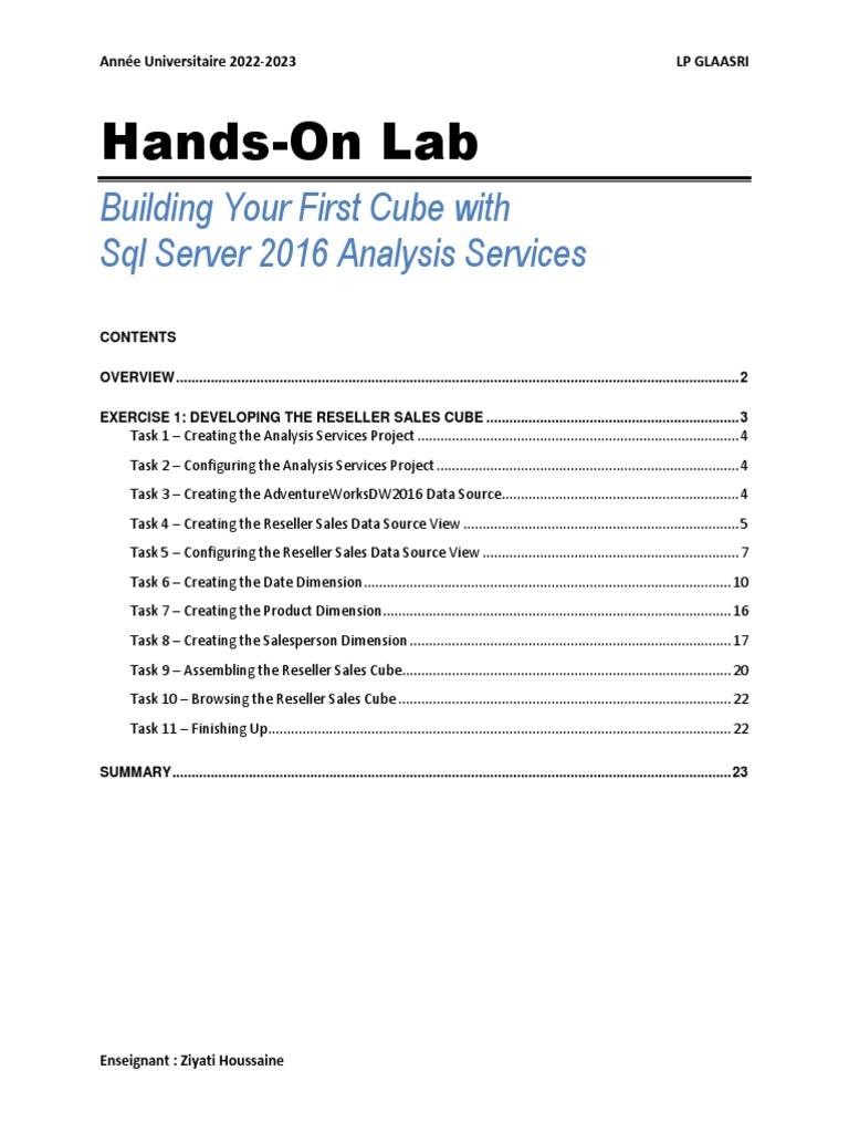 Lab - Building Your First Cube With SQL Server 2016 | PDF | Microsoft ...