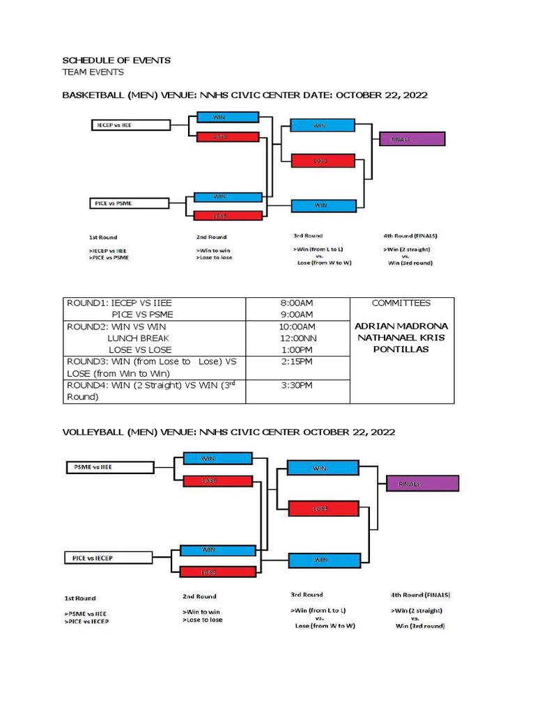 Schedule of Events | PDF | Ball Games | Sports