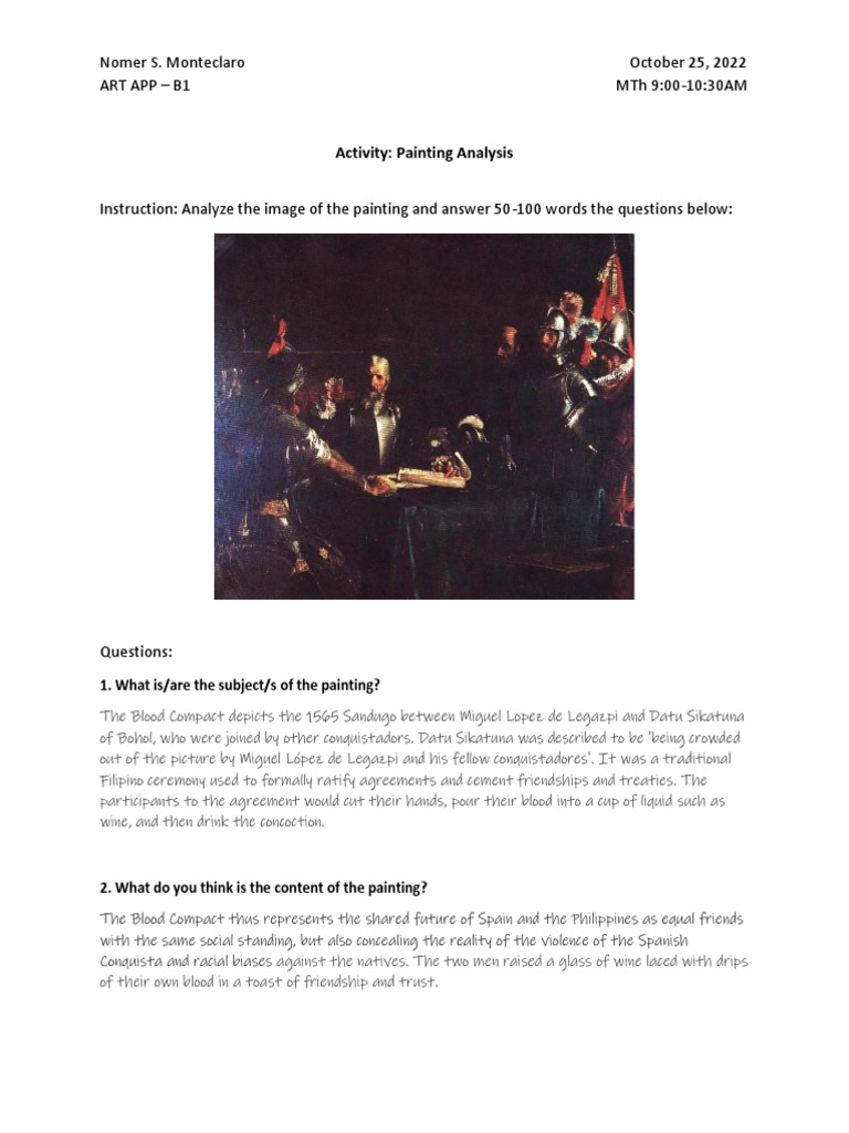 Art Analysis - The Blood Compact | PDF