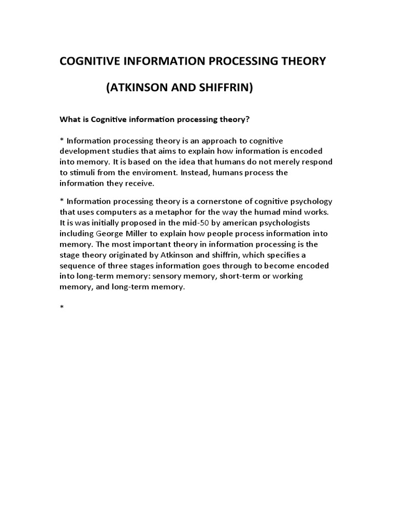 Cognitive Information Processing Theory | PDF