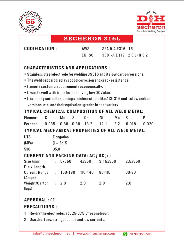SS316 Welding Electrode Specifications | PDF | Technology & Engineering