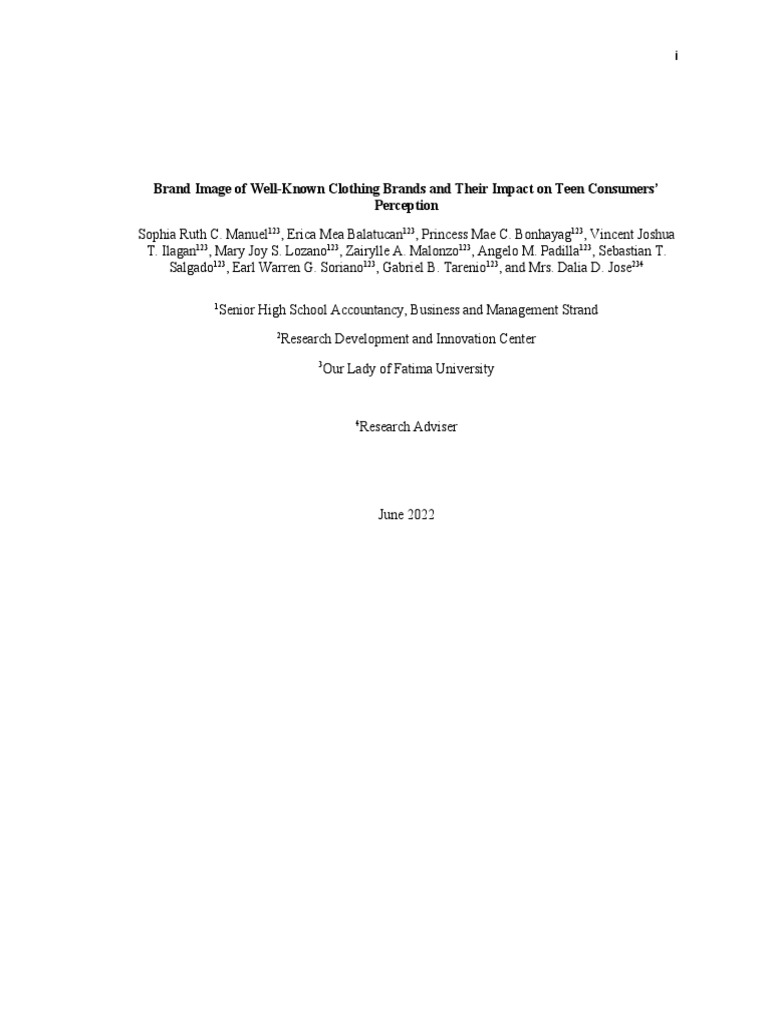 Final Manuscript Abm 11 2ra Group 5 | PDF | Brand | Consumer Behaviour