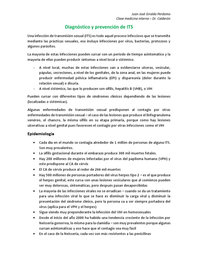 Diagnóstico y Prevención de ITS | PDF | Infección transmitida ...