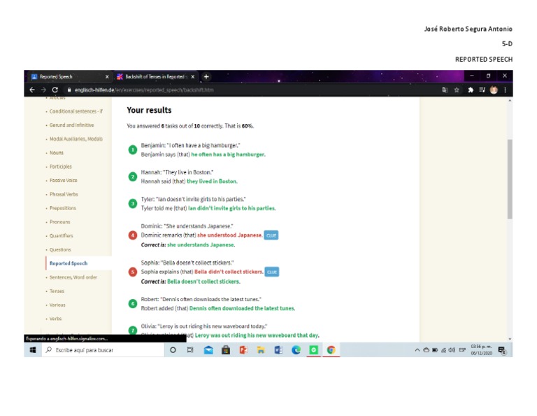Reported Speech Roberto Segura | PDF