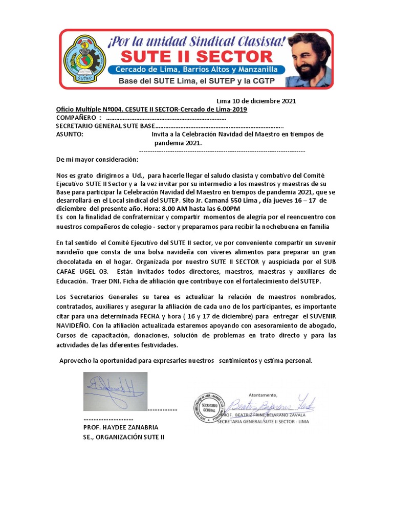 Oficio de Invitación Por Navidad 2021 | PDF