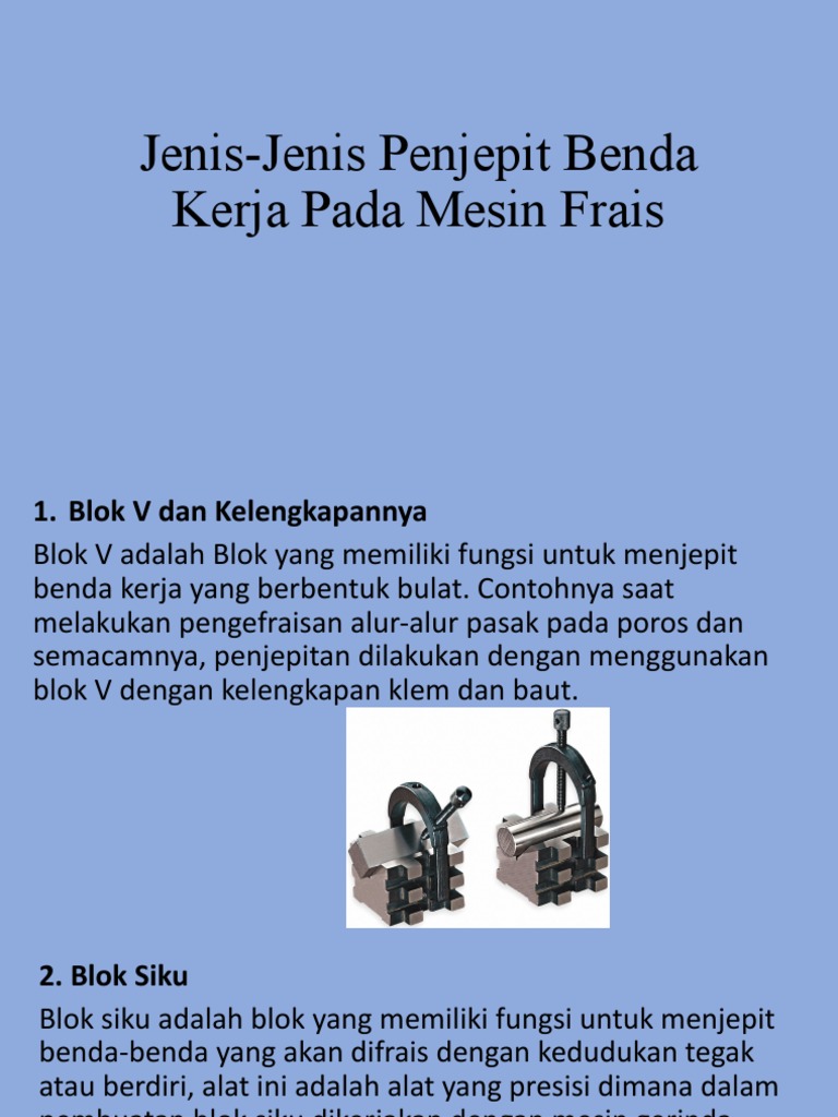 Jenis Penjepit Benda Kerja Mesin Frais | PDF
