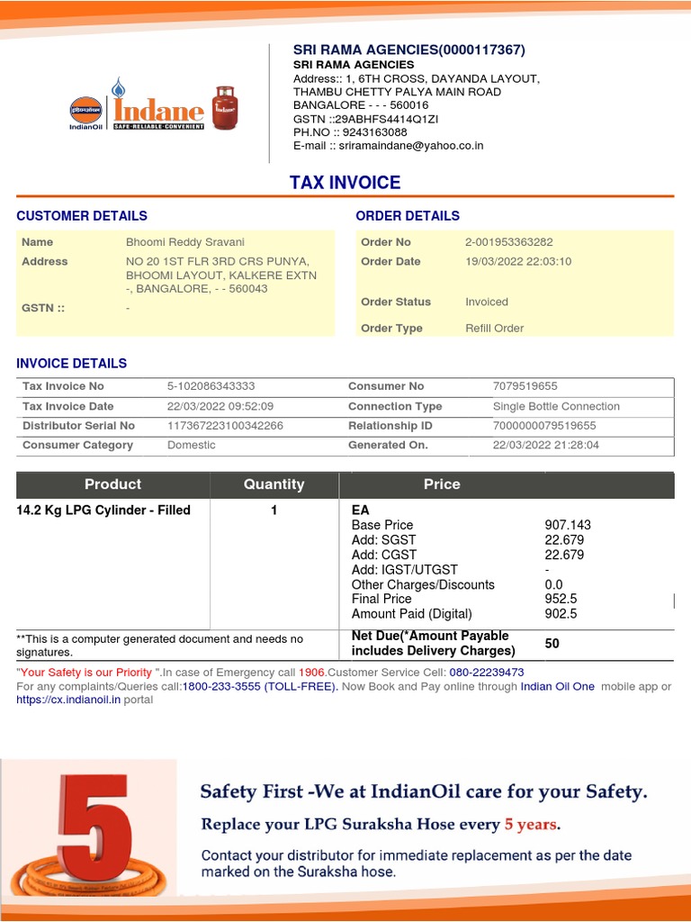 Invoice | PDF | Liquefied Petroleum Gas | Insurance