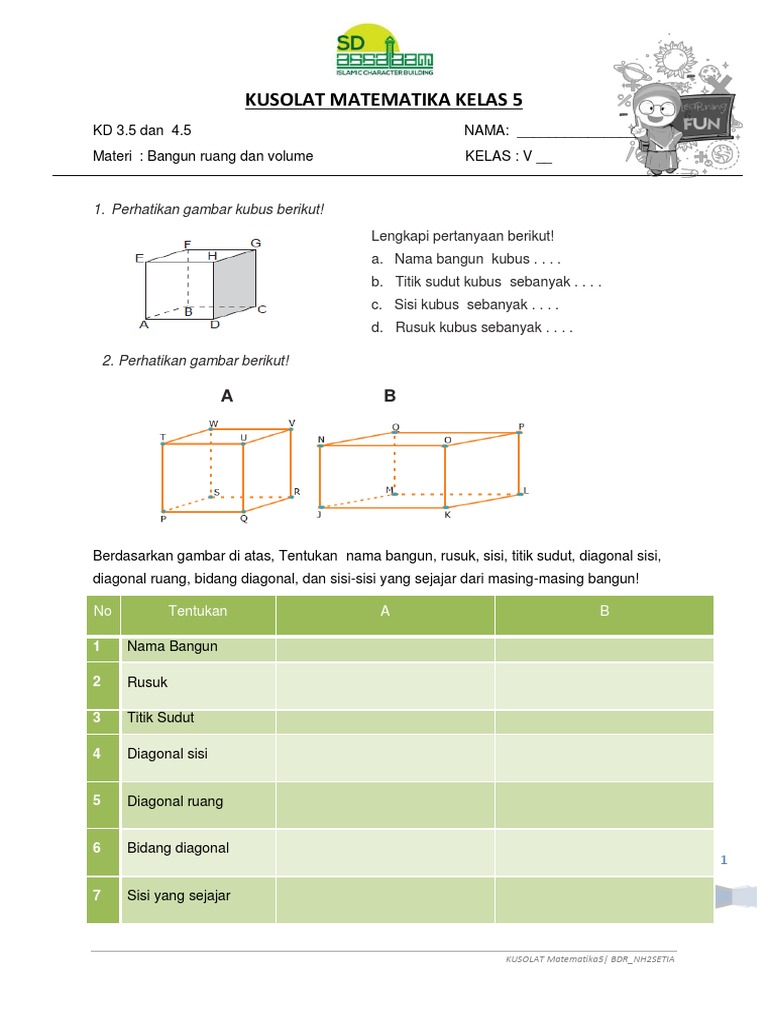 (Template) KUSOLAT MTK - Bangun Ruang & Volume | PDF | Seni