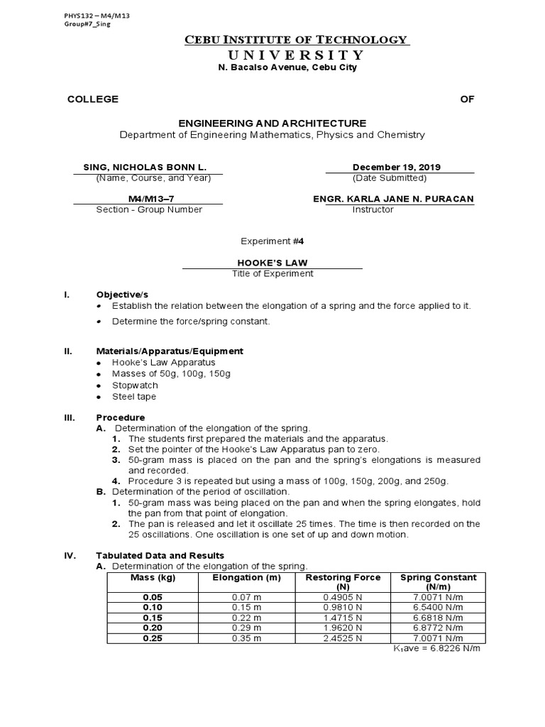 PHYS182.finalreport Experiment #4 - Sing | PDF | Elasticity (Physics) | Mechanics