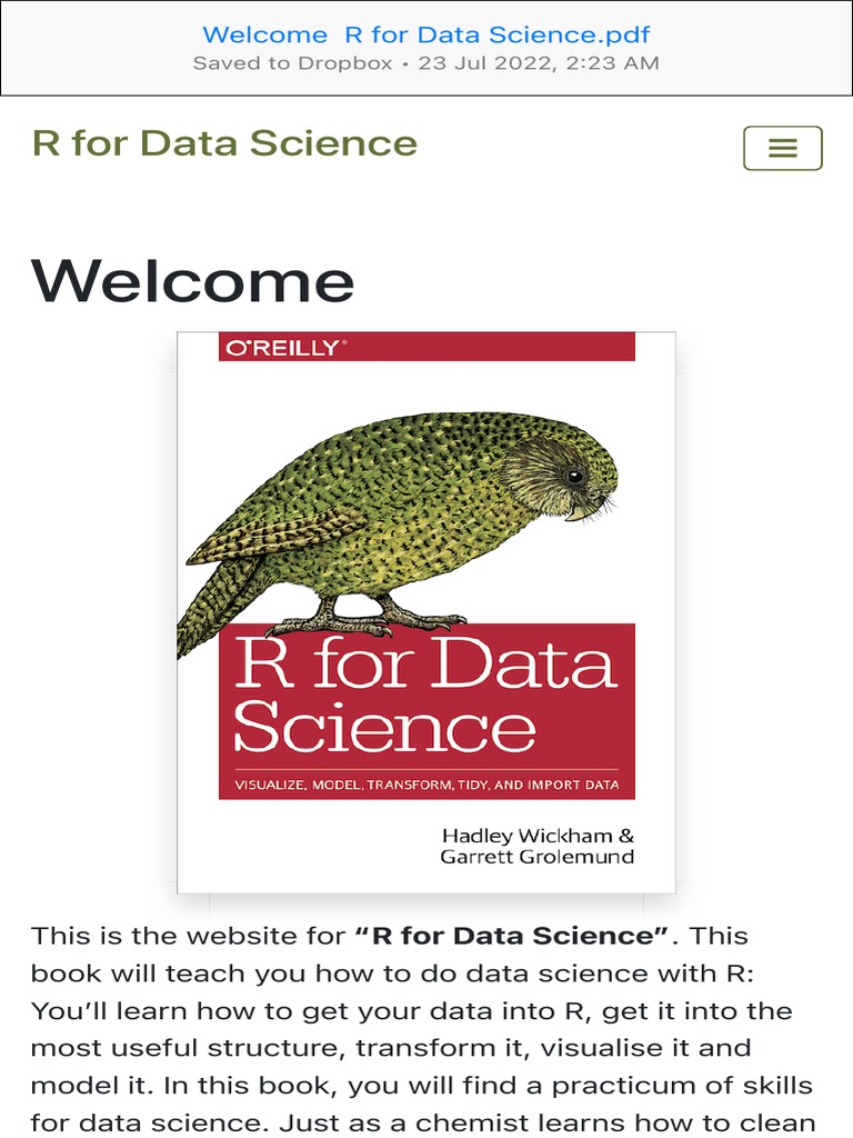 Welcome R For Data Science | PDF | Business | Computing