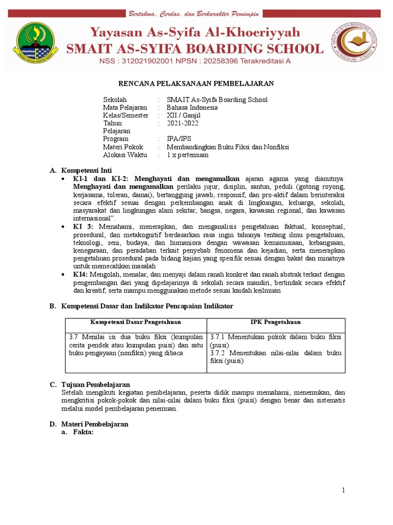 RPP - Interpretasi Karya Sastra - Sri Maryani | PDF