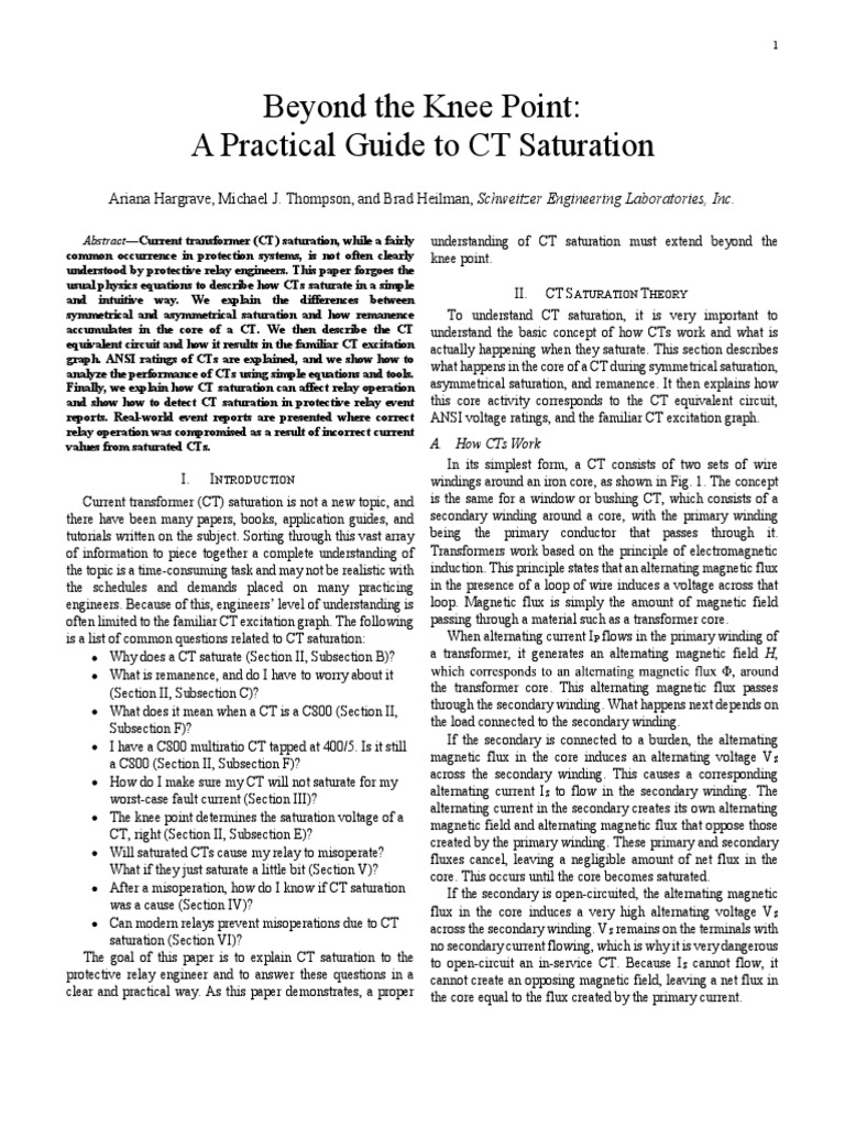 Ct Saturation Pdf Transformer Electromagnetic Induction