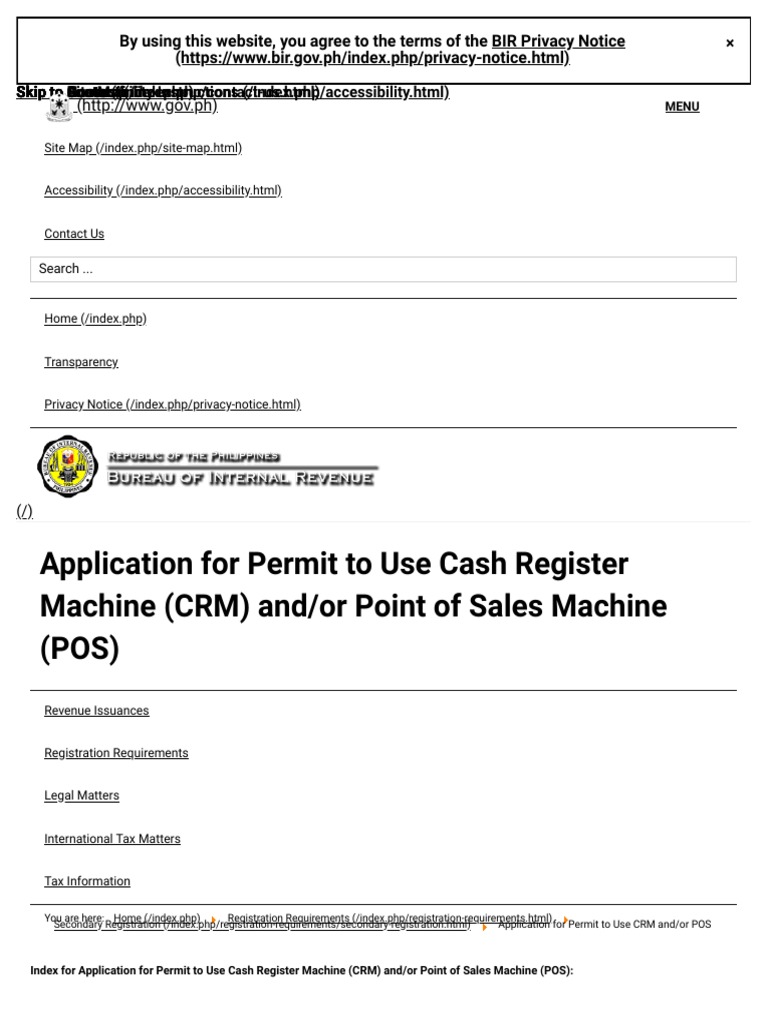 Application For Permit To Use CRM and - or POS - Bureau of Internal Revenue | PDF | Point Of ...