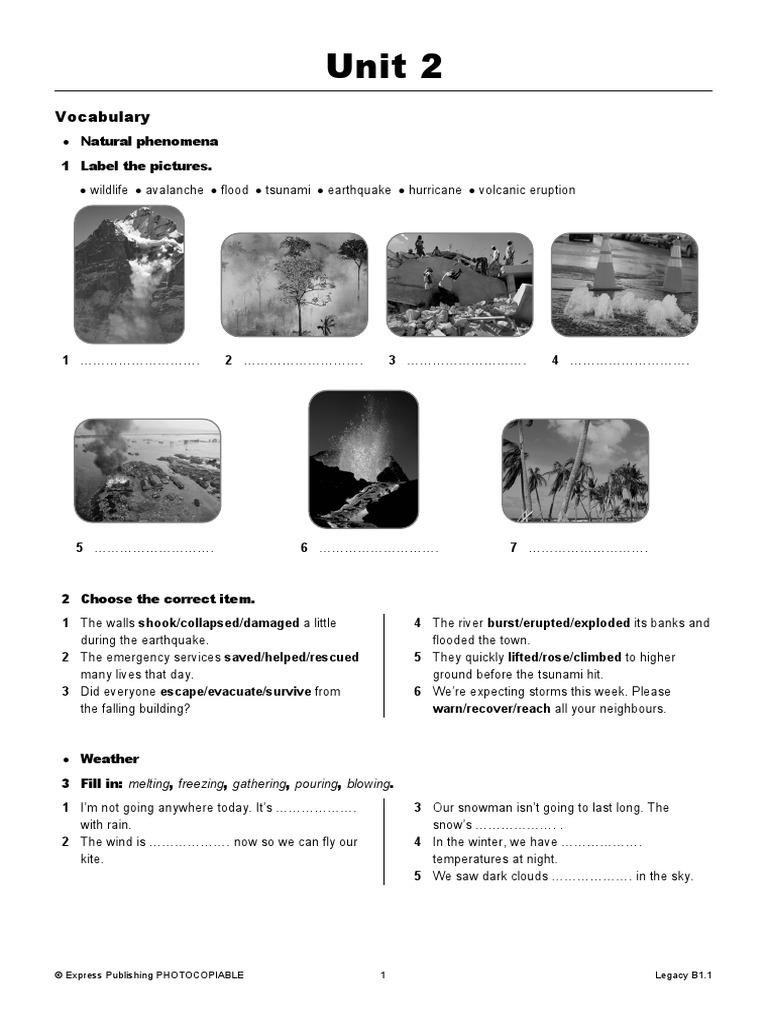 02 Legacy B1 - 1 Unit 2 | PDF | Volcano | Adverb