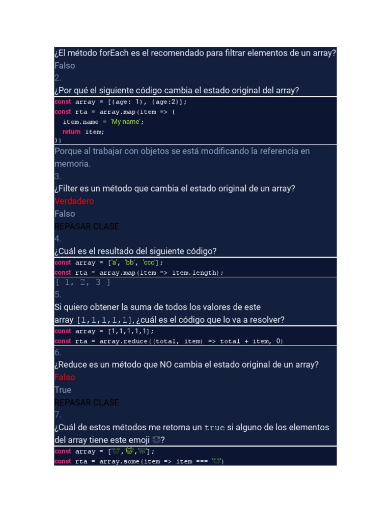 Métodos de Arrays en JavaScript: Análisis y Ejemplos | PDF | Métodos y ...